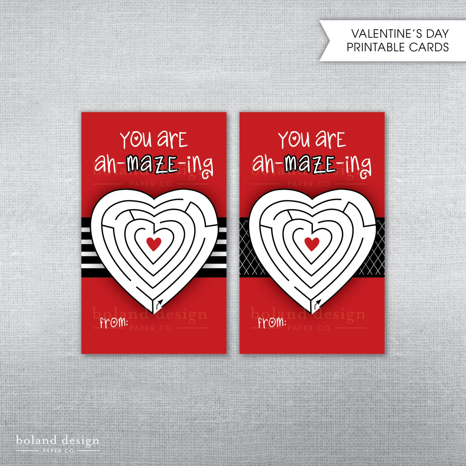 INSTANT DOWNLOAD Valentine's Day Cards. Printable Maze and | Etsy