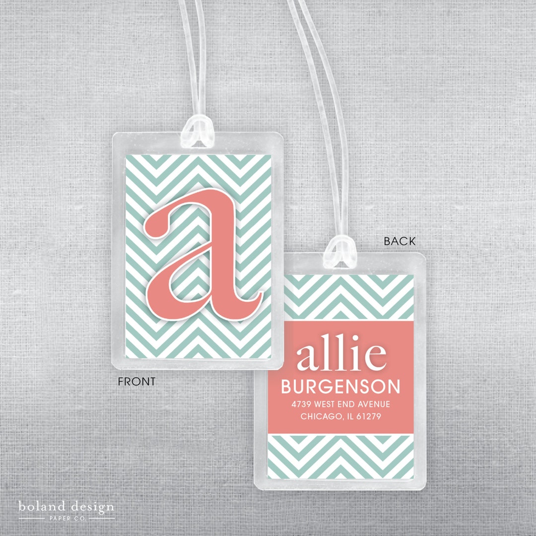 Chevron Initial Luggage Tag. Bag Tag. - Etsy