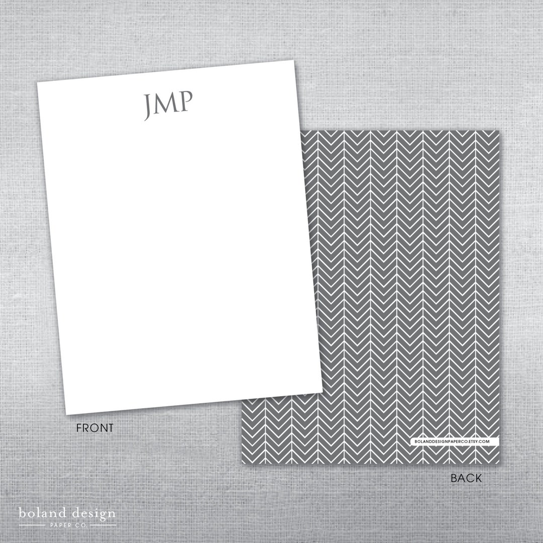 Herringbone Notecard. Masculine Notecard. Monogram Notecard ...