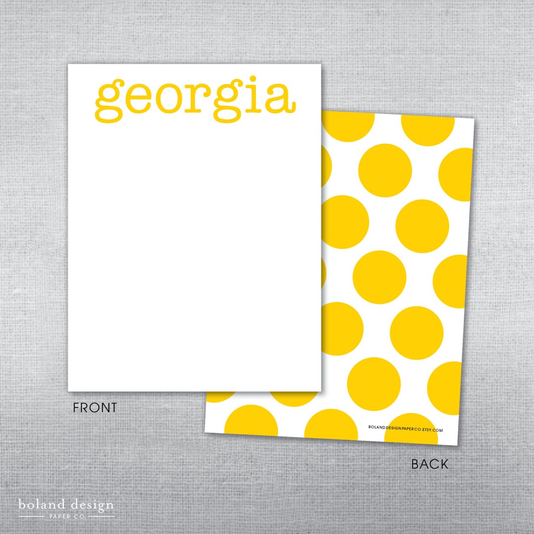 Polkadot and Name Notecard. Monogram Notecard. Personalized Stationery ...