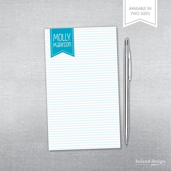 Personalized Notepad. Swag and stripe notepad. | Etsy