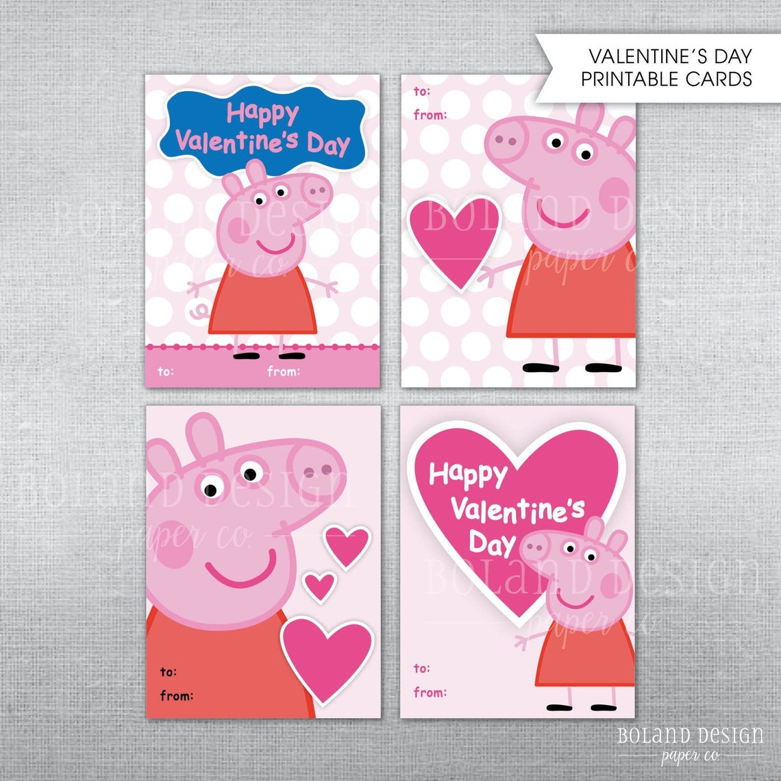 INSTANT DOWNLOAD Valentine's Day Cards. Printable Peppa Pig Valentine ...