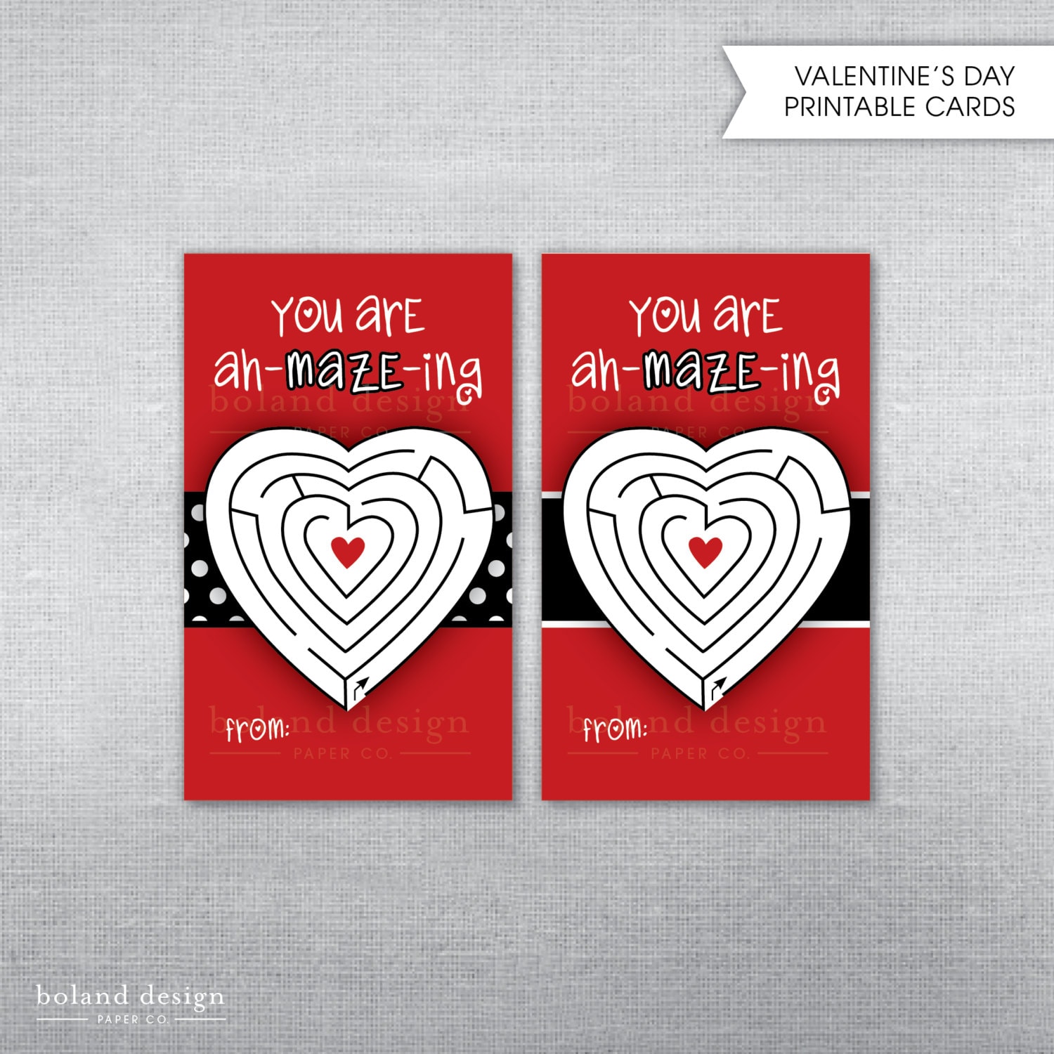 INSTANT DOWNLOAD Valentine's Day Cards. Printable Maze and Pencil ...