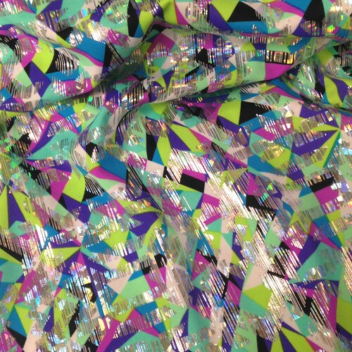 Pastel Geometric Print W/ Silver Holographic Foil on Stretch | Etsy