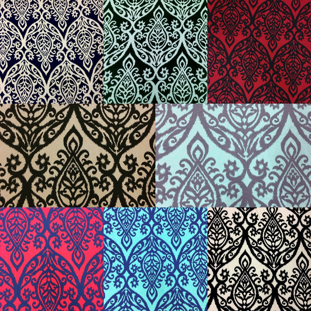 Polyester Bulgari Spandex 2 Way Stretch Damask Big Design Fabric - Etsy