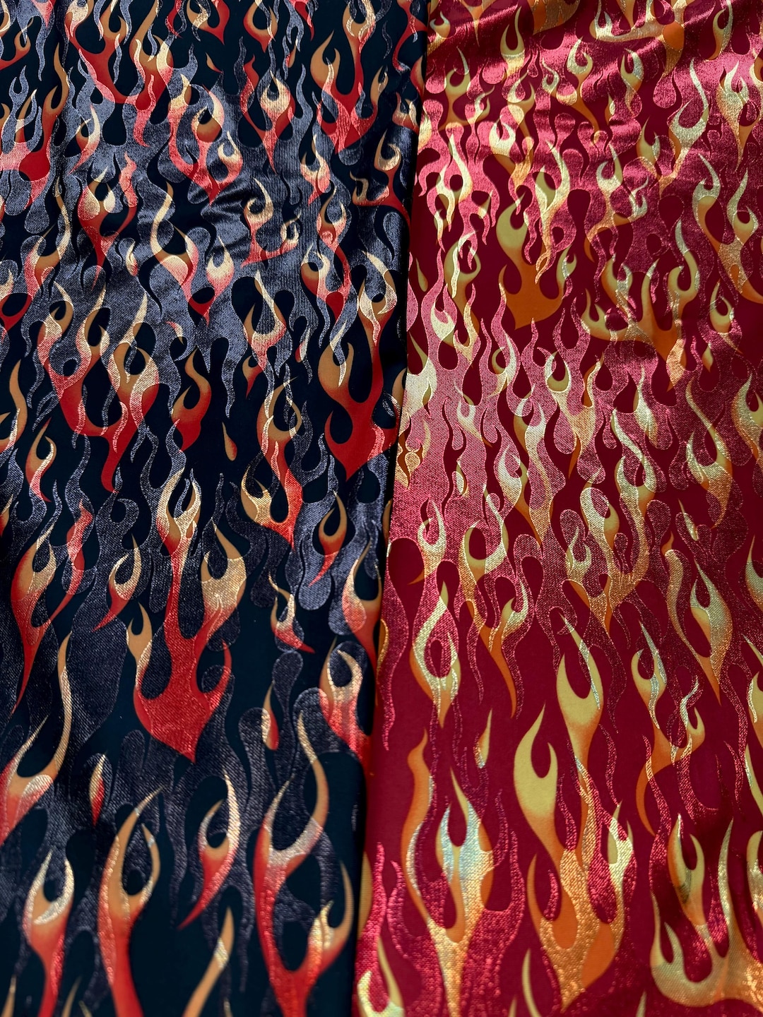 NEW Holographic Flaming Hot Inferno Fire Nylon Spandex Foil Fabric ...