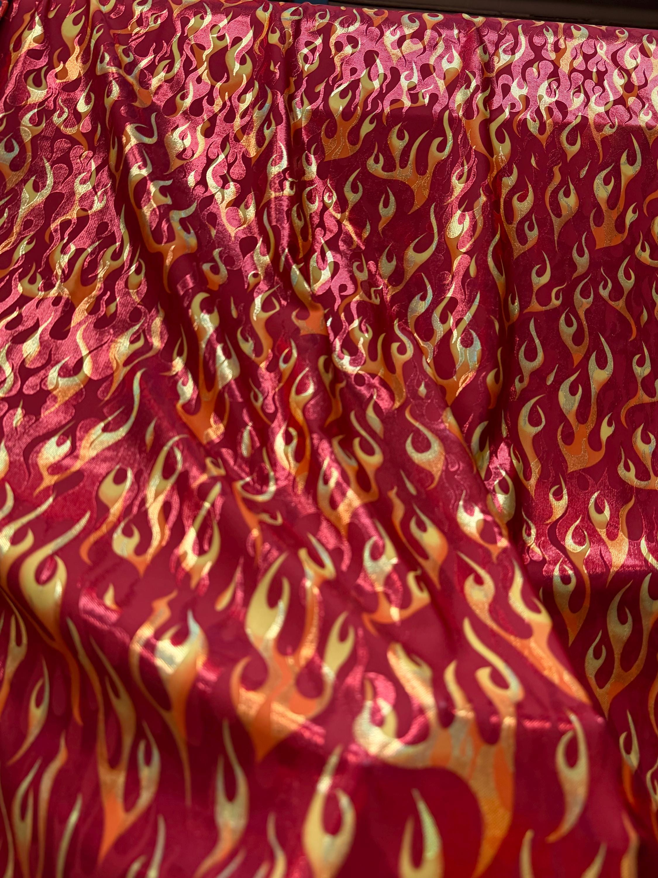 NEW Holographic Flaming Hot Inferno Fire Nylon Spandex Foil Fabric ...