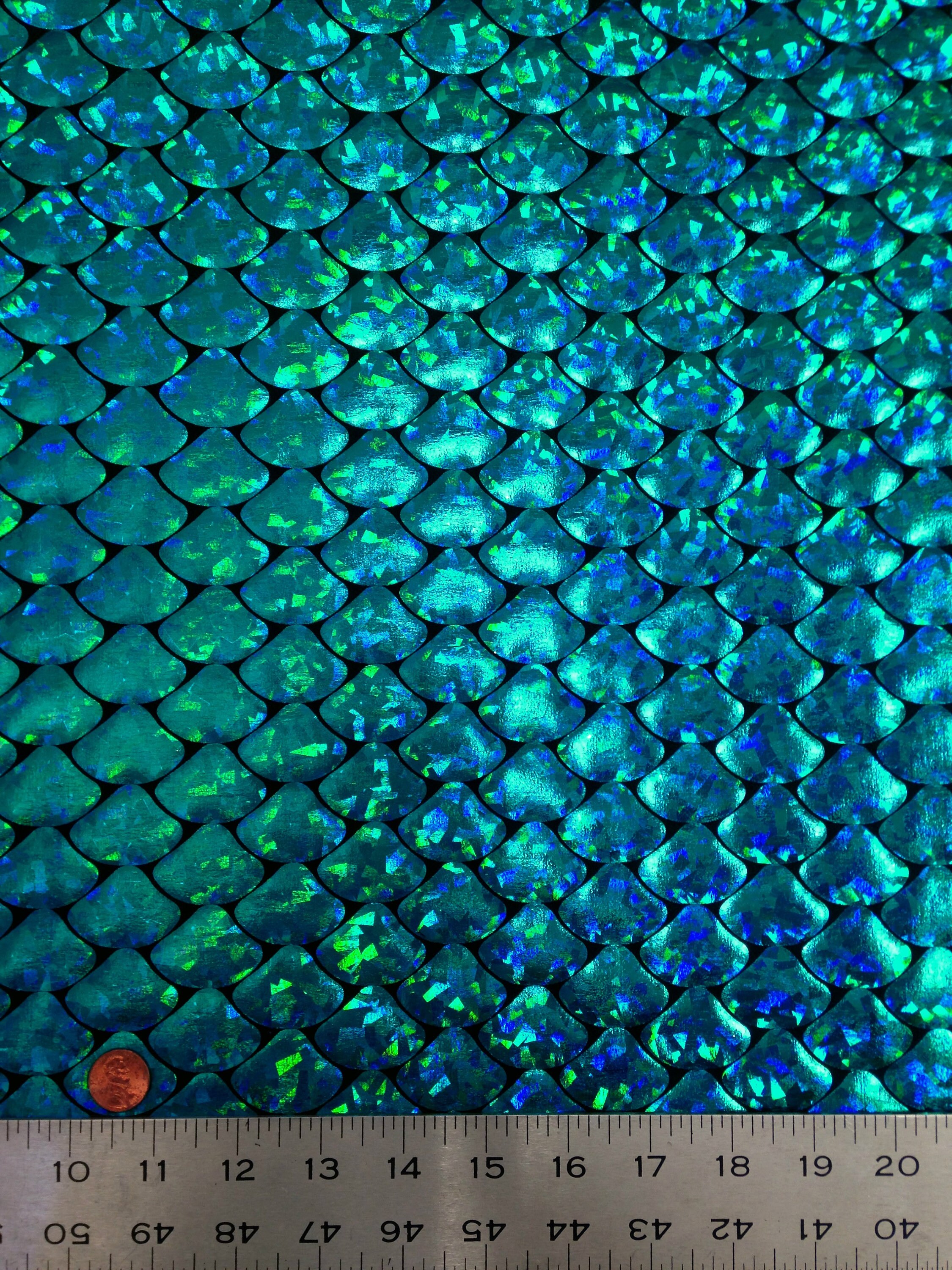 Shiny Holographic Foil Mermaid Scales Pattern on Black Stretch - Etsy