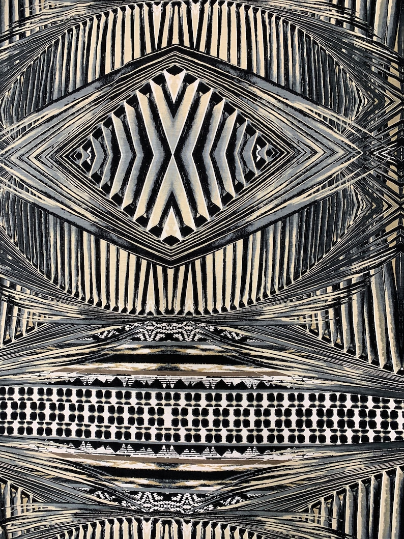 Abstract Rhomboid Design on Stretch Bulgari Jersey Polyester Spandex ...