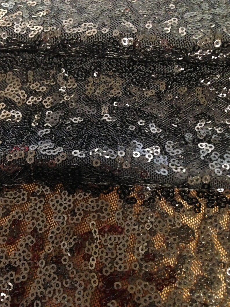 3mm Black Mini Micro Sequins Swirl Pattern on Stetch Nylon Mesh Fabric ...