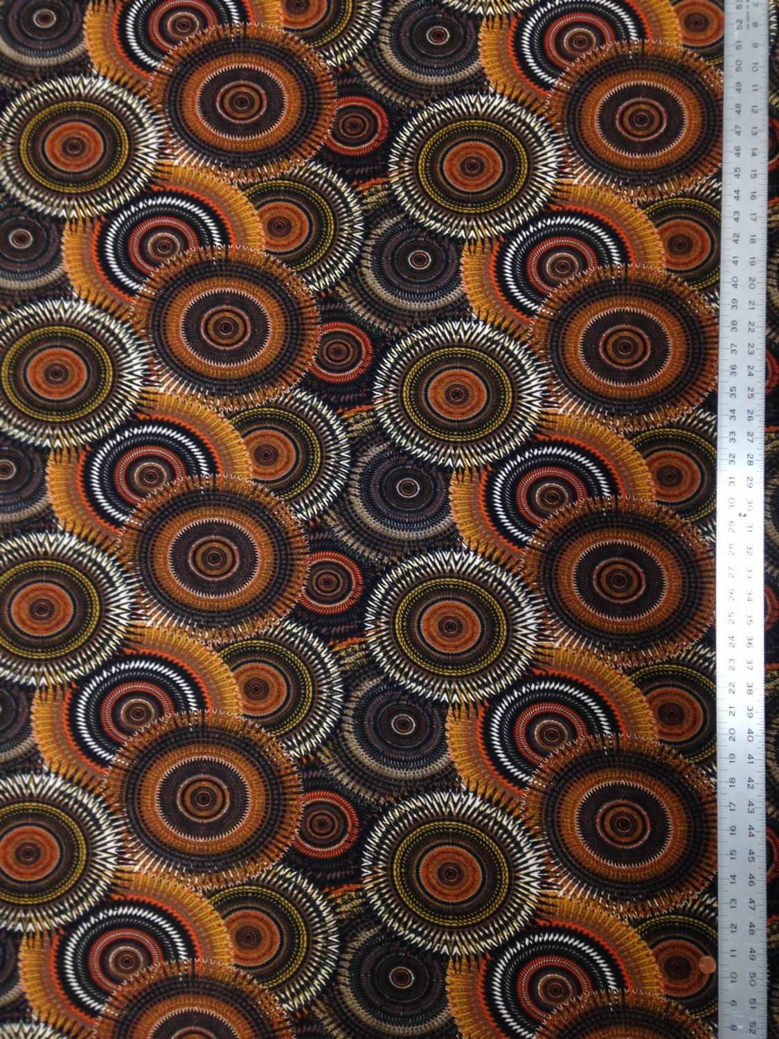 Retro Overlapping Circles Big Pattern on Stretch ITY Polyester Spandex ...