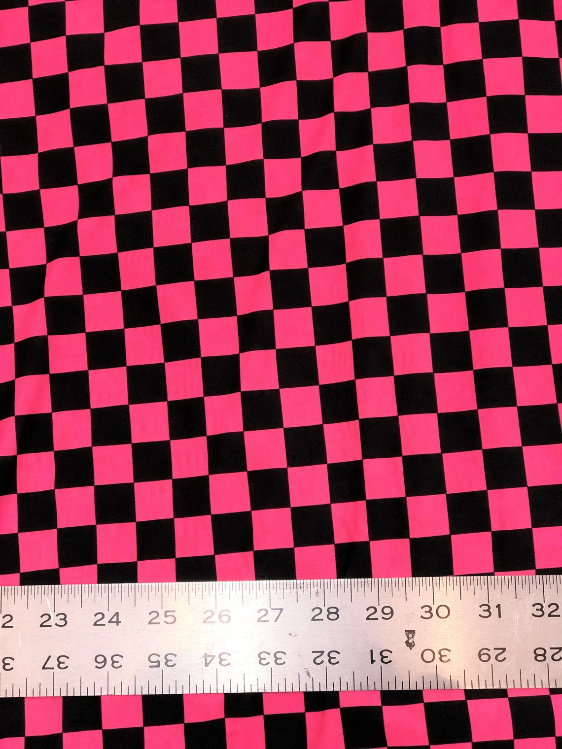 Bright Neon Checker Squares Pattern on Stretch Polyester | Etsy