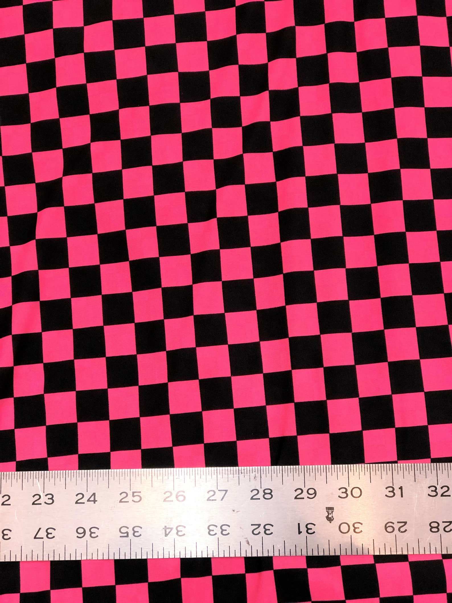 Bright Neon Checker Squares Pattern on Stretch Polyester Spandex Fabric ...