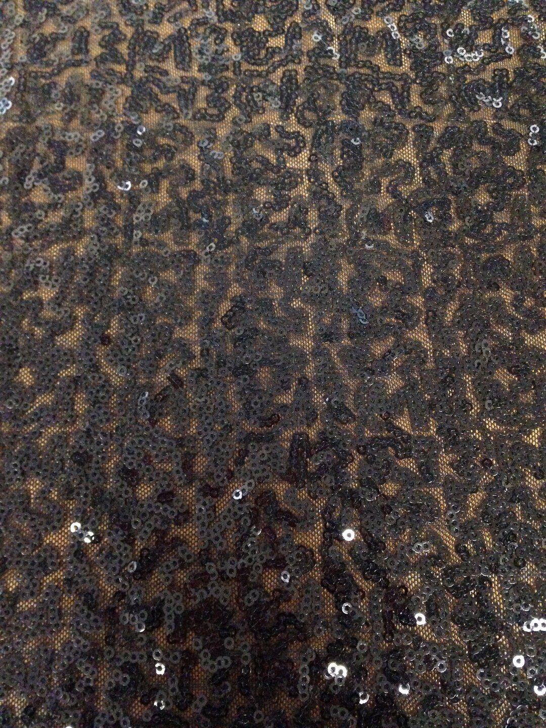 3mm Black Mini Micro Sequins Swirl Pattern on Stetch Nylon Mesh Fabric ...