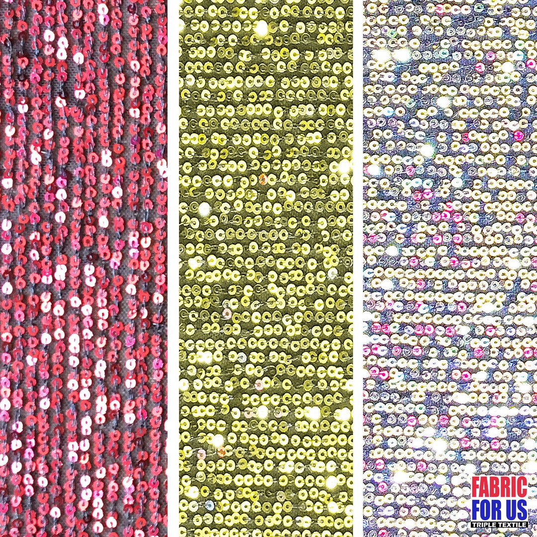 Micro Sequin 3mm Glitter Stretch Fabric Gold Silver Red Nylon Spandex ...