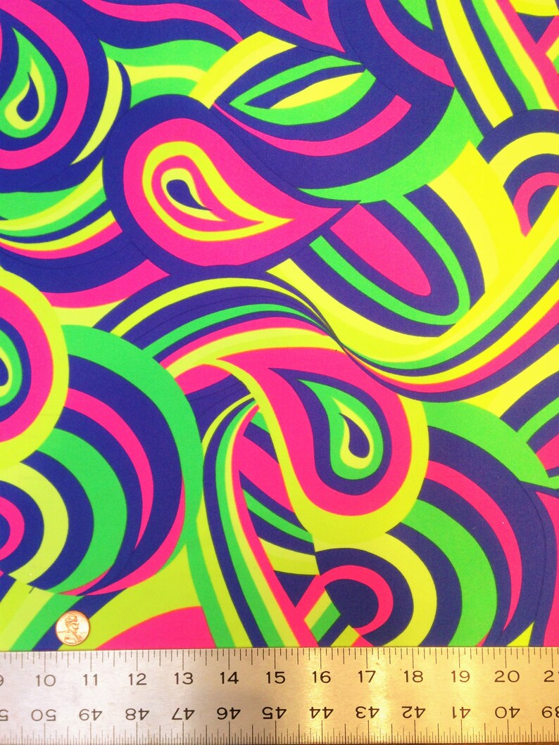 Colorful Neon Psychedelic Retro Pattern on Heavy Stretch Nylon - Etsy