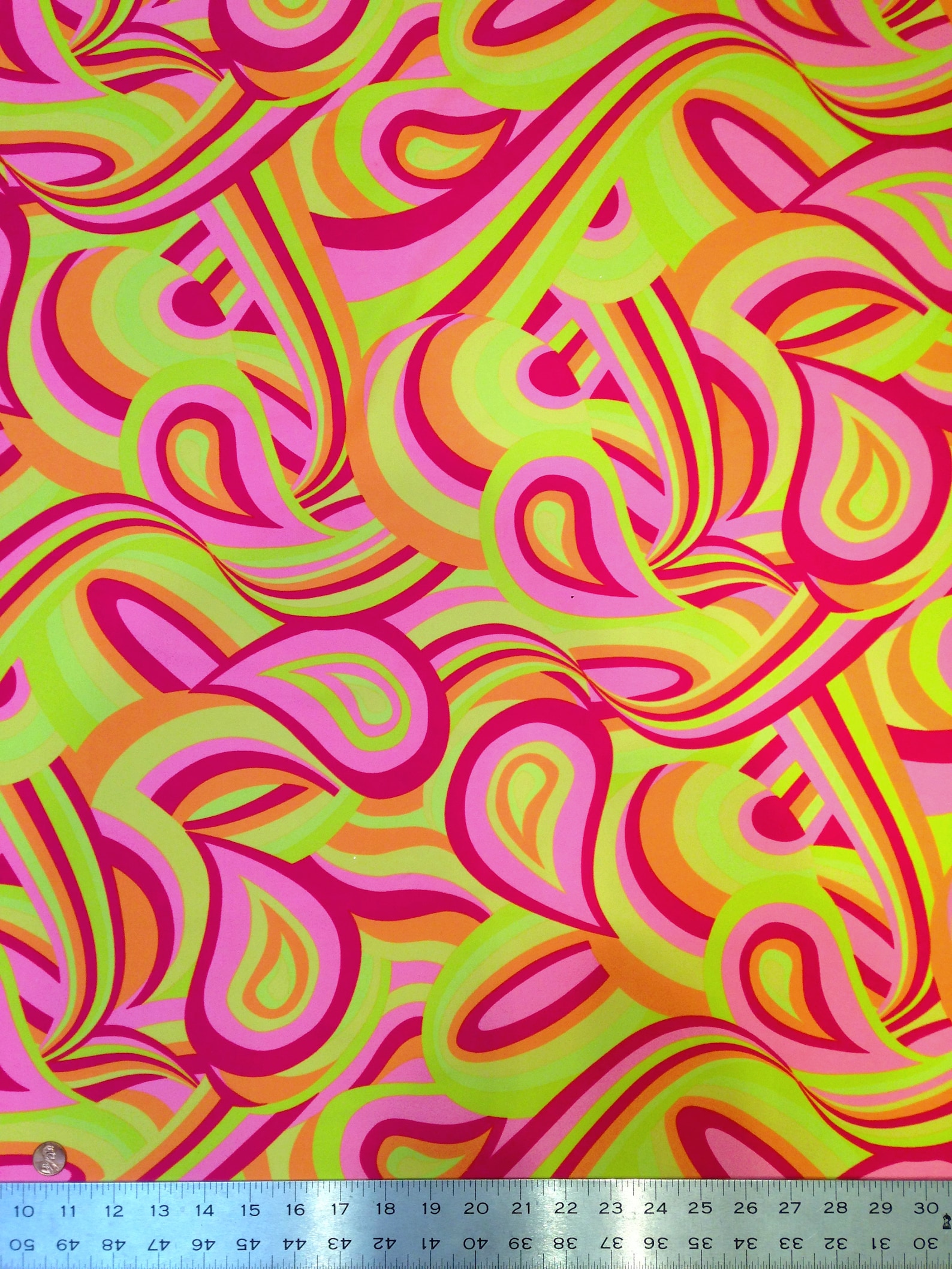 Colorful Neon Abstract Psychedelic Retro Pattern on Heavy Stretch Nylon ...
