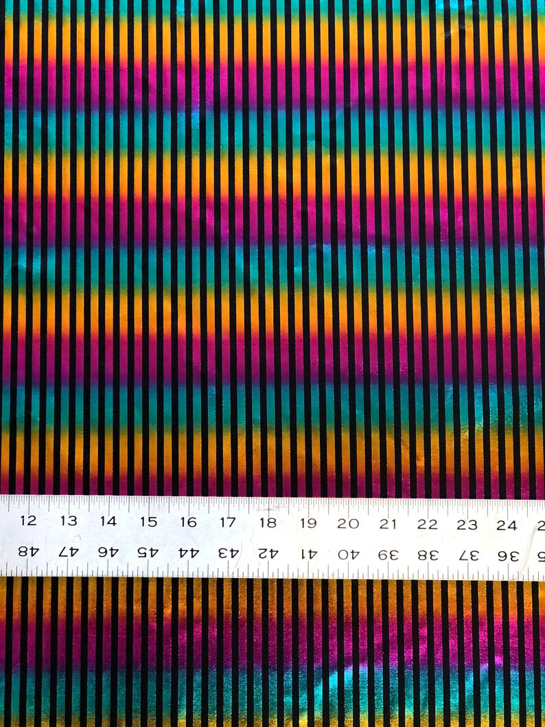 Foil Multi Color Vertical Stripes on Black Nylon Spandex - Etsy