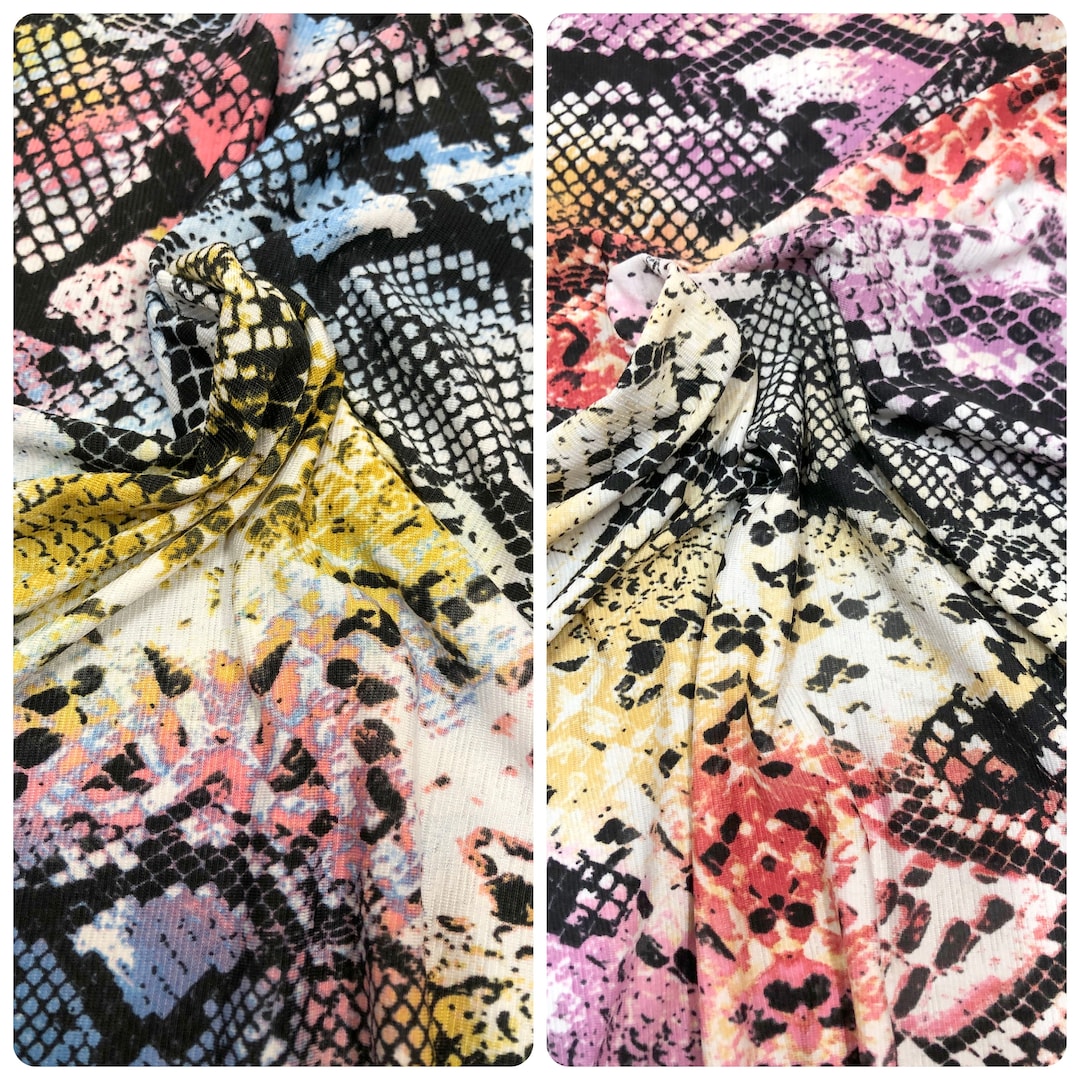 Colorful Snake Print on Bulgari Polyester Spandex Fabric by the Yard or ...