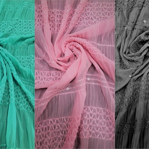 Polyester See Through Non Stretch Crinkle Chiffon With 3mm Sequins ...