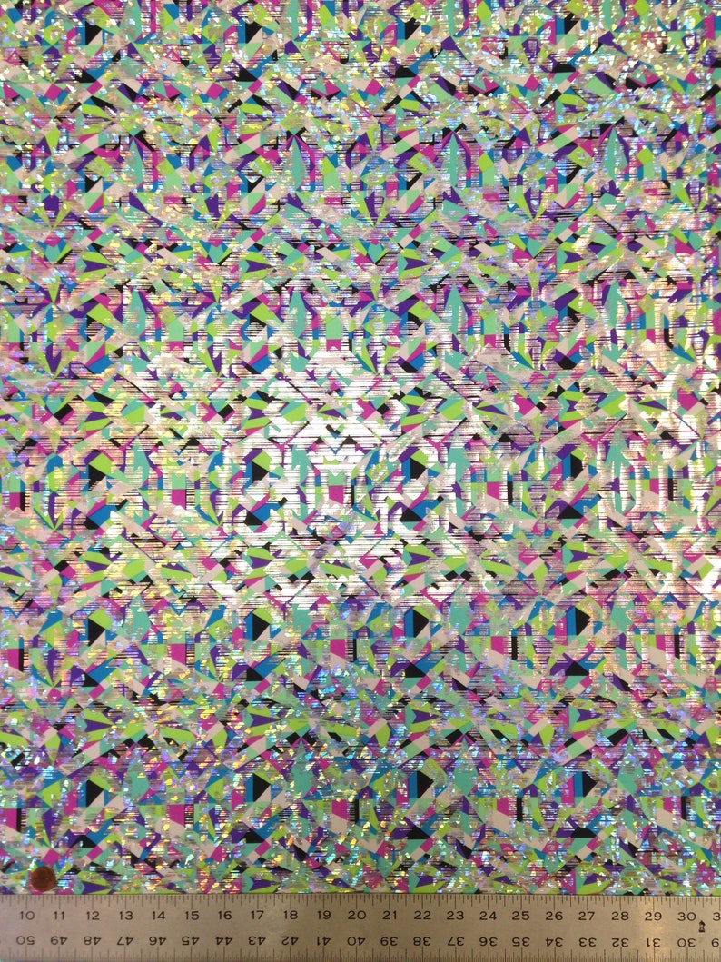 Pastel Geometric Print W/ Silver Holographic Foil on Stretch | Etsy