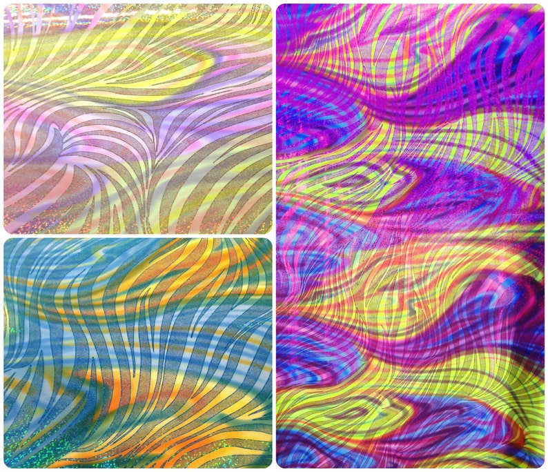 Zebra Holographic Foil on Bright Swirl Pattern Stretch - Etsy