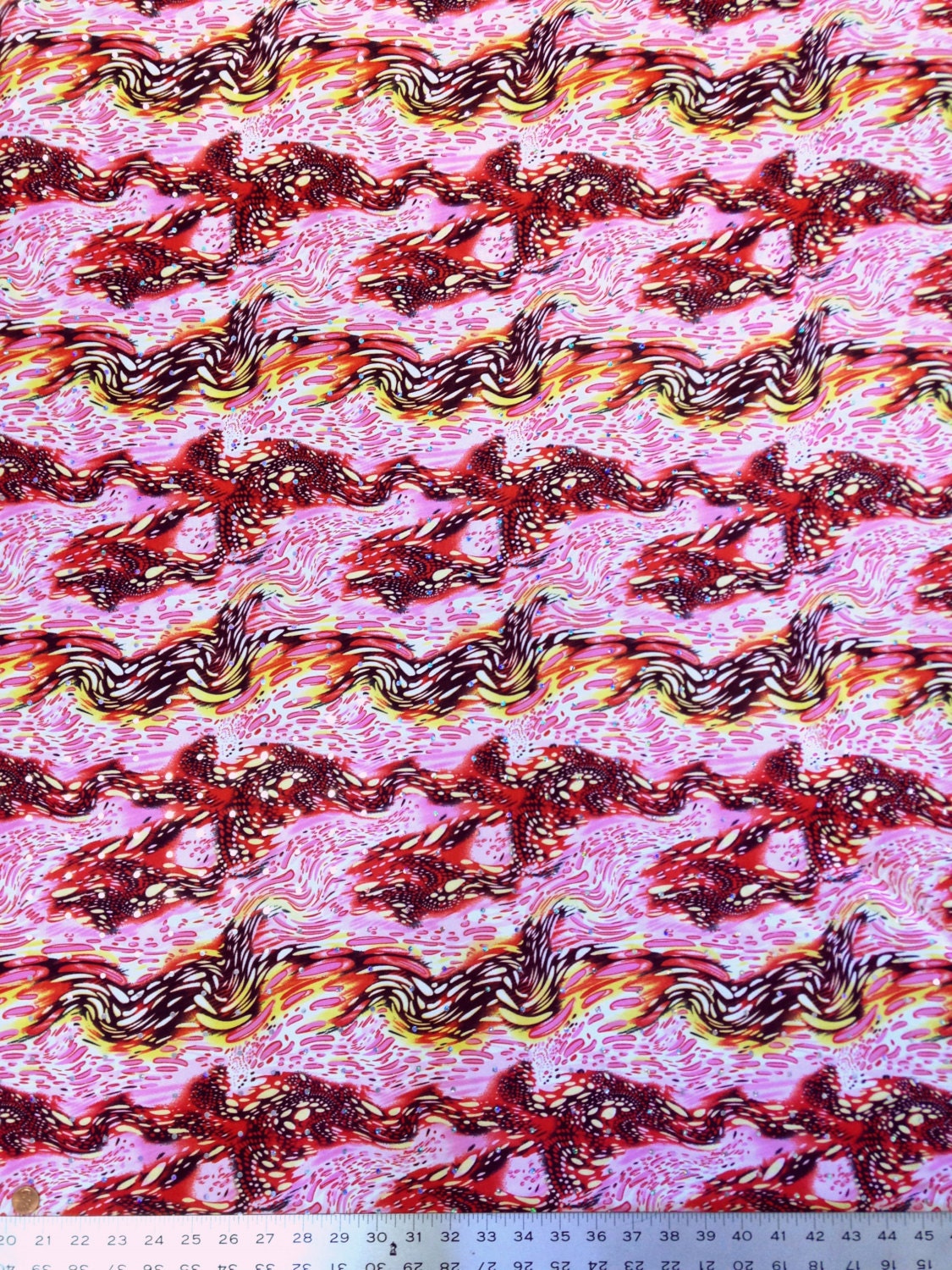 Bubble Swirl Pattern W/ Silver Holographic Faux Sequins on Stretch ...