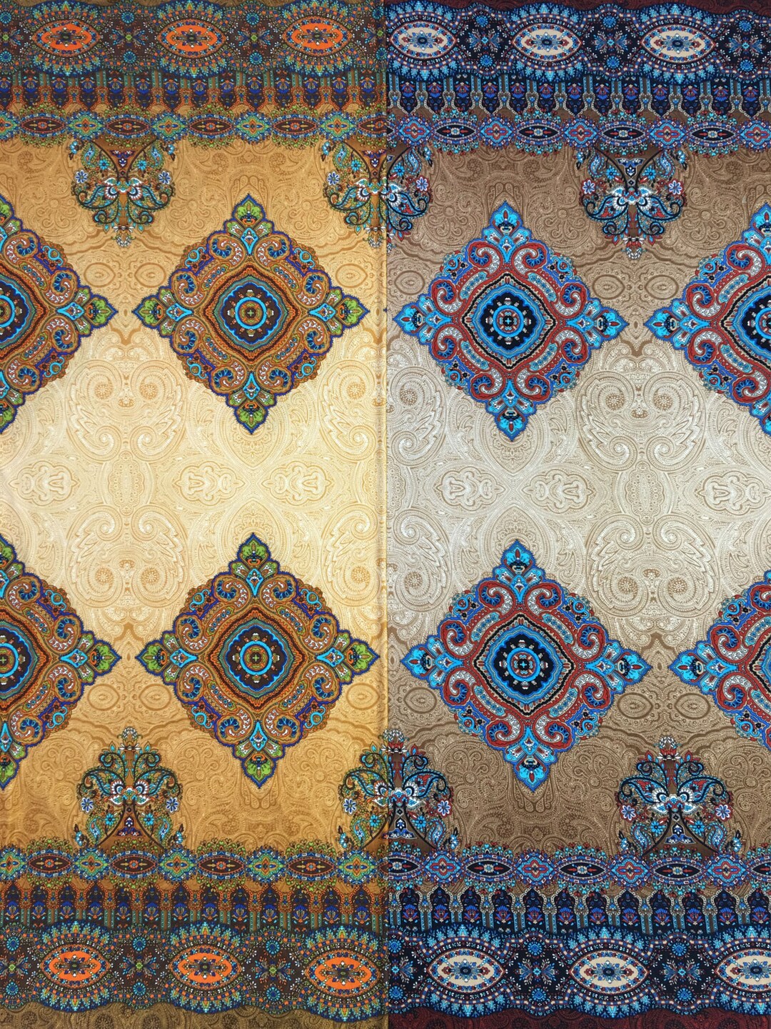 Big Geometric Design Polyester Bulgari Spandex 2 Side Border Light ...