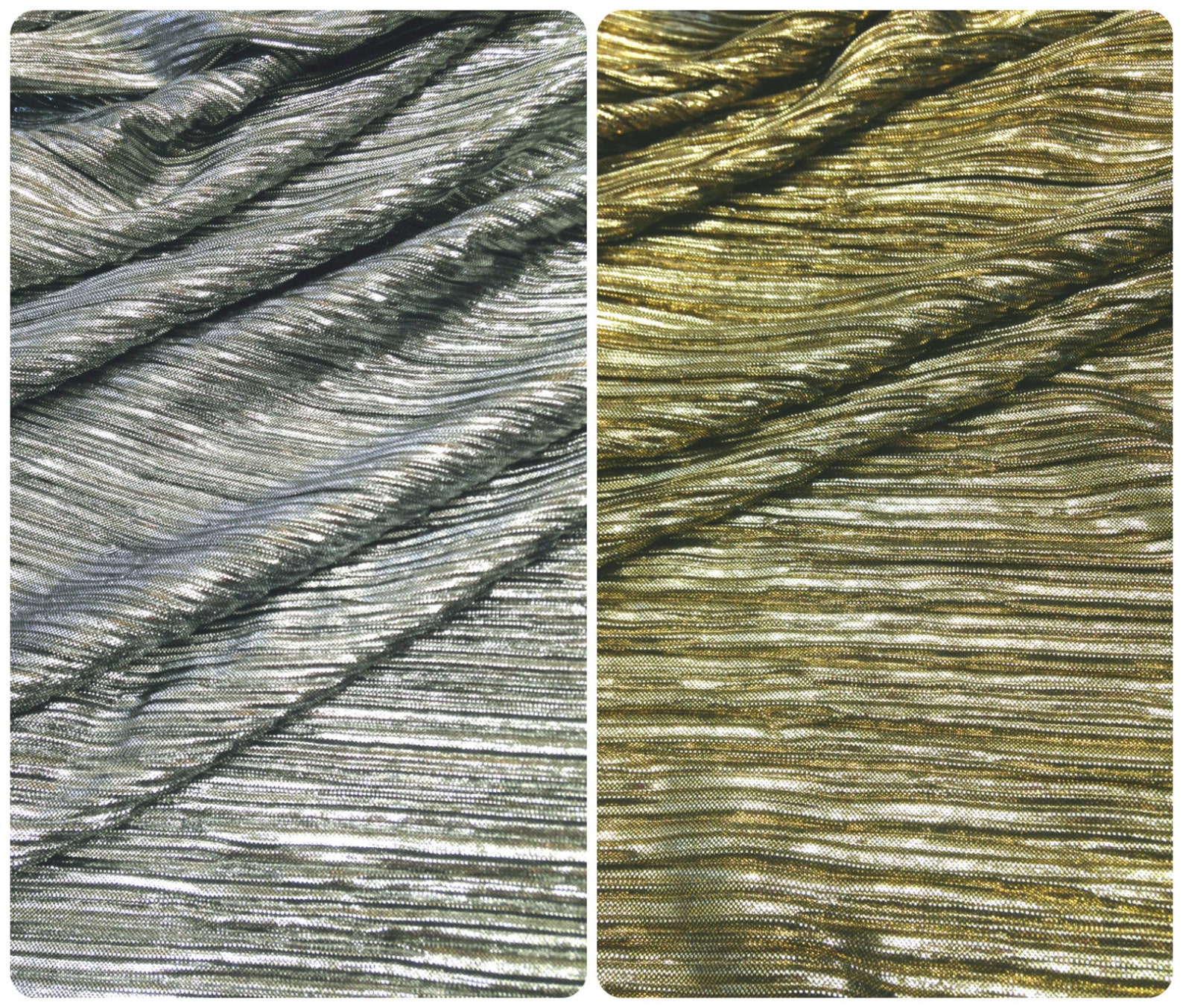 Shiny Metallic Computer Foil on Black Lightweight Mini Pleat Bodre ...