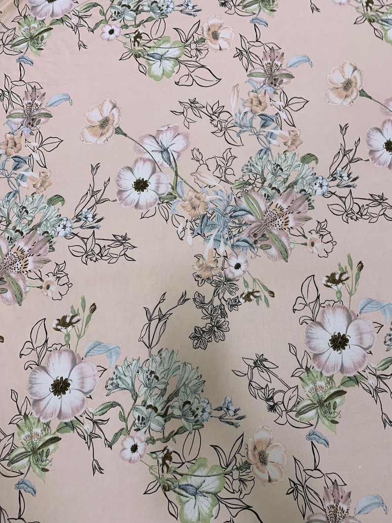 Vintage Floral Design Polyester Bulgari Spandex Fabric - Etsy