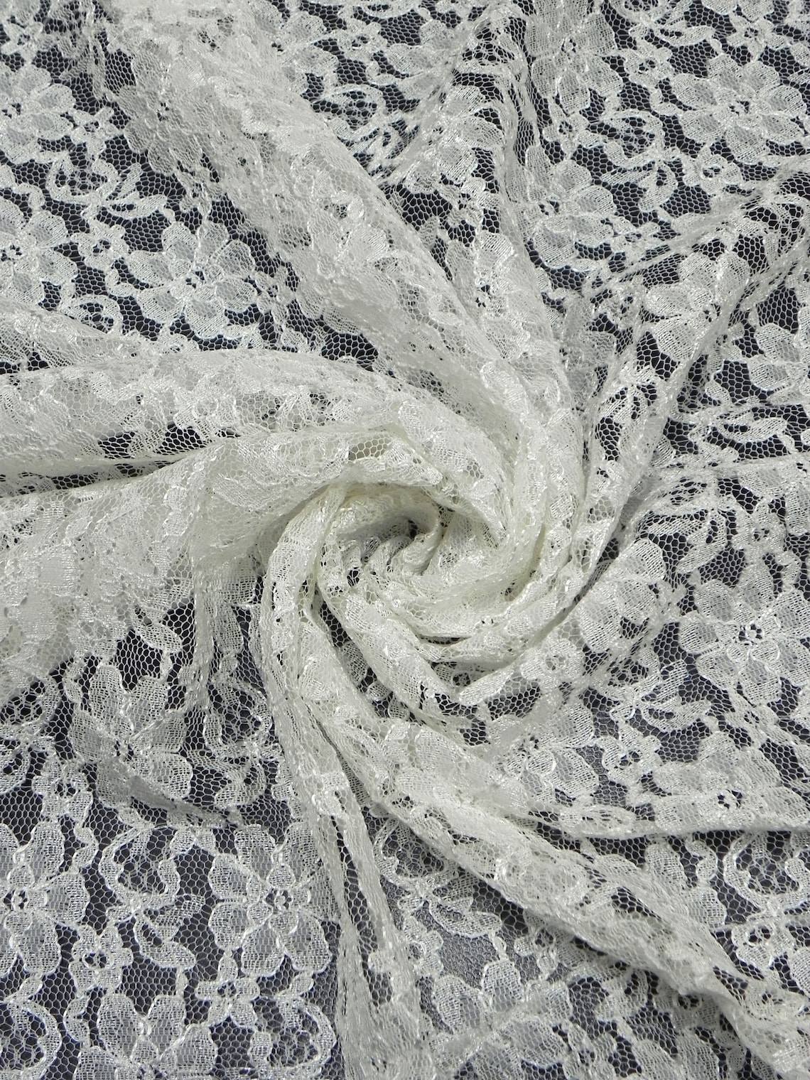 Polyester Floral Lace Fabric by The Yard | Etsy