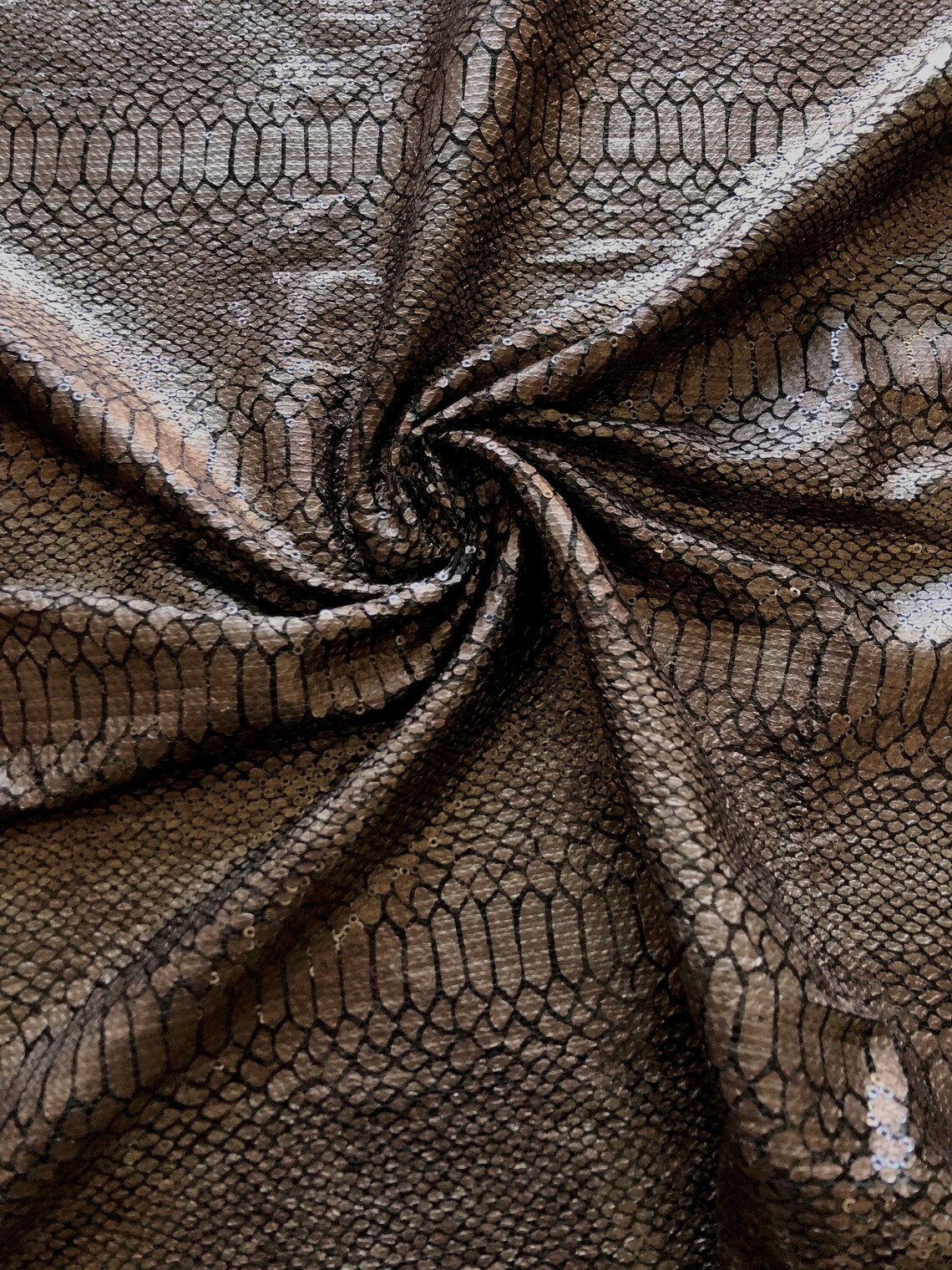 Shiny Snake Print Foil w/ 3mm Shiny Sequins on Polyester | Etsy