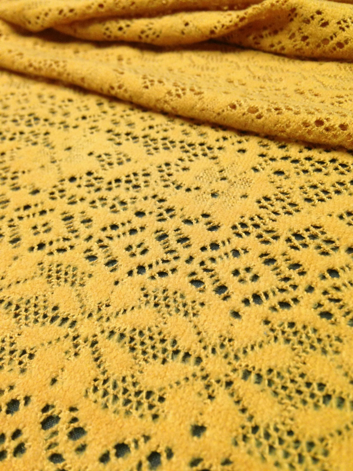 Golden Mustard Retro Floral Pattern Soft Fuzzy Brushed Crochet - Etsy