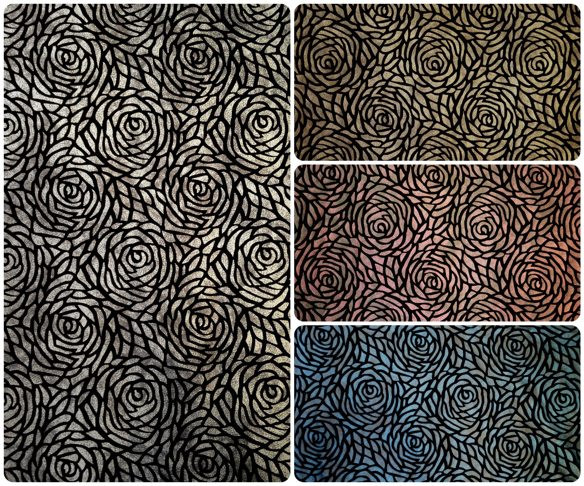 Big Rose Pattern 2 Tone Matte Foil on Stretch Velvet Polyester | Etsy