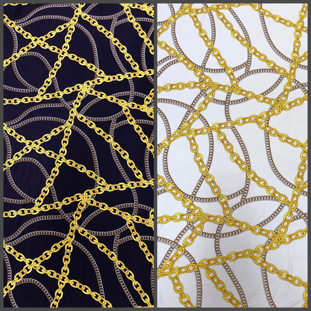 Gold Chains Print on Polyester Spandex Fabric by the Yard - Etsy