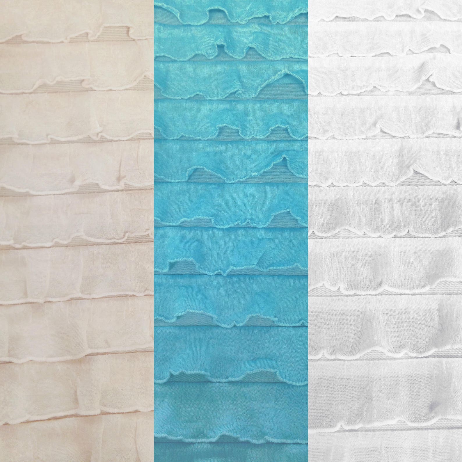1 Ruffles Semi-sheer Stretch Polyester Aqua Color | Etsy