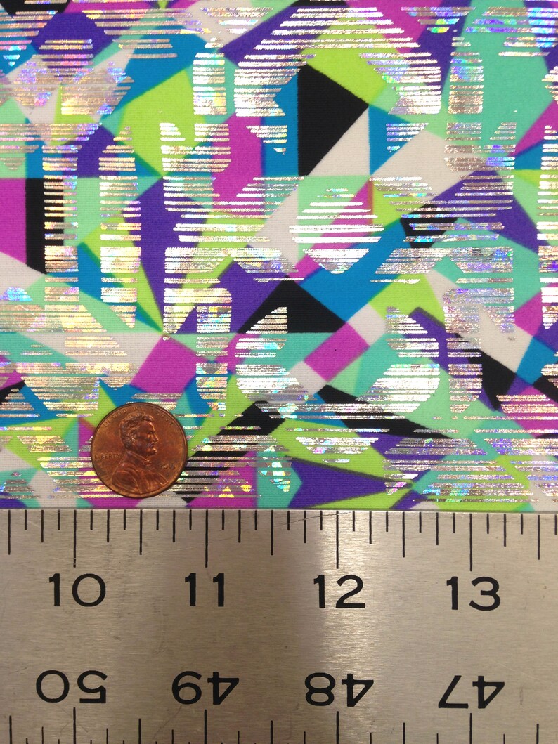 Pastel Geometric Print W/ Silver Holographic Foil on Stretch | Etsy
