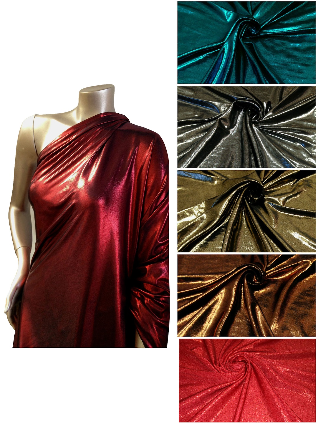 Shiny All Over Foil on Stretch Lightweight Polyester Slinky Spandex ...