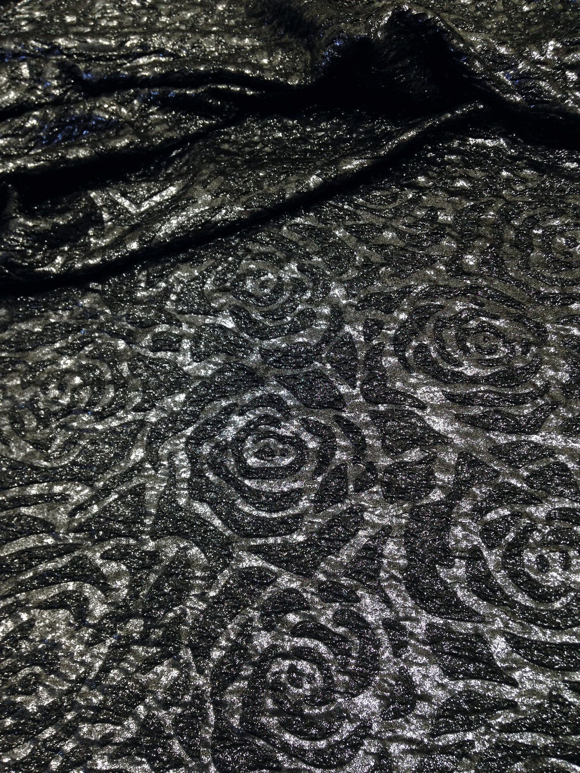 Polyester Spandex Textured Fukuro Embossed Floral Design With Shiny ...