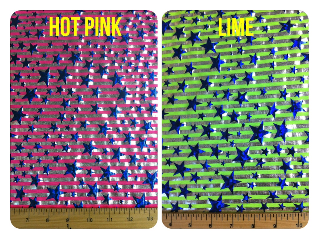 Stars and Stripes Hologram Foil Stretch Polyester Spandex Fabric - 58 ...