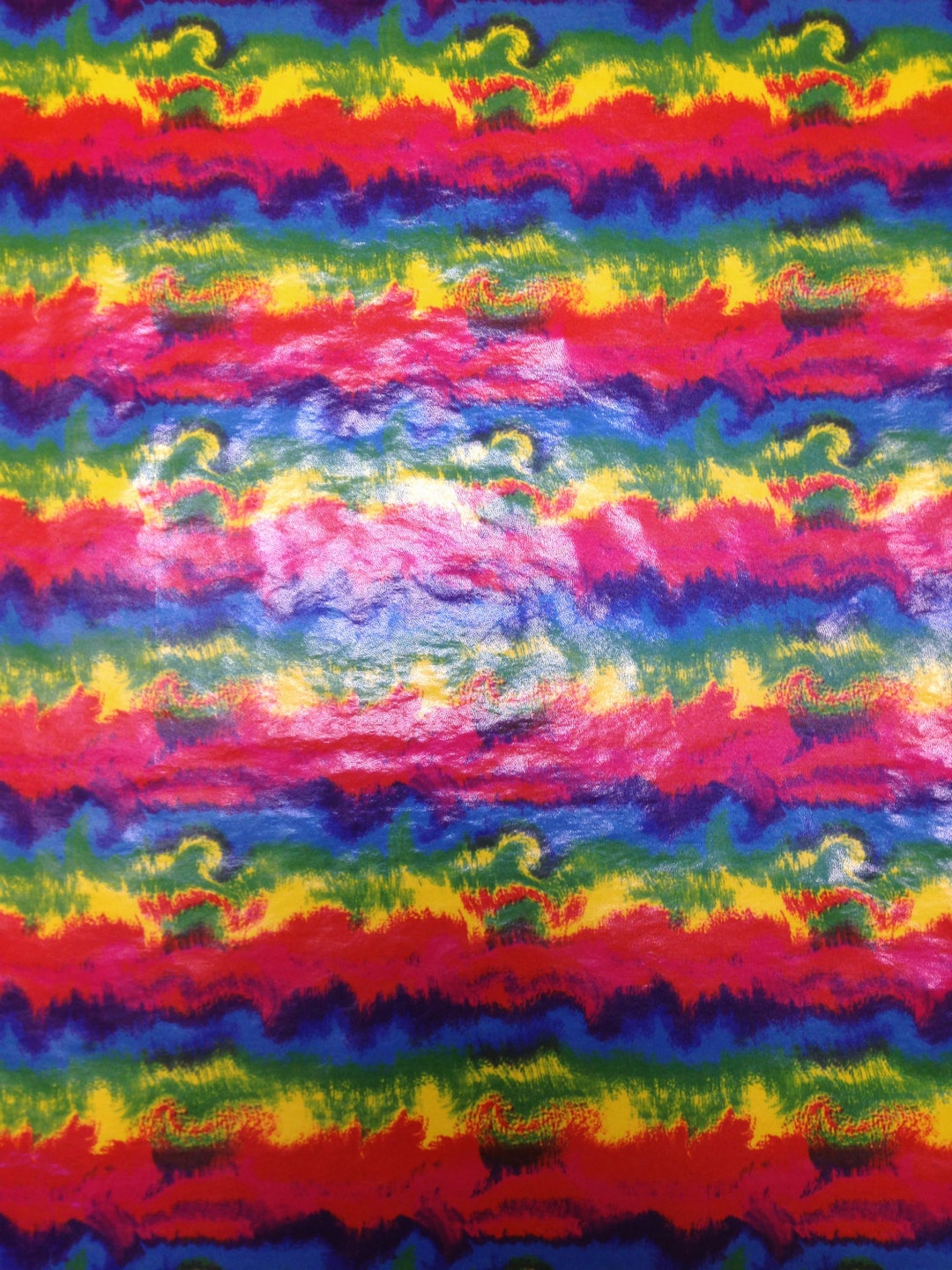 Multi Color Shiny Rainbow Foil on Stretch Knit Jersey Polyester Spandex ...