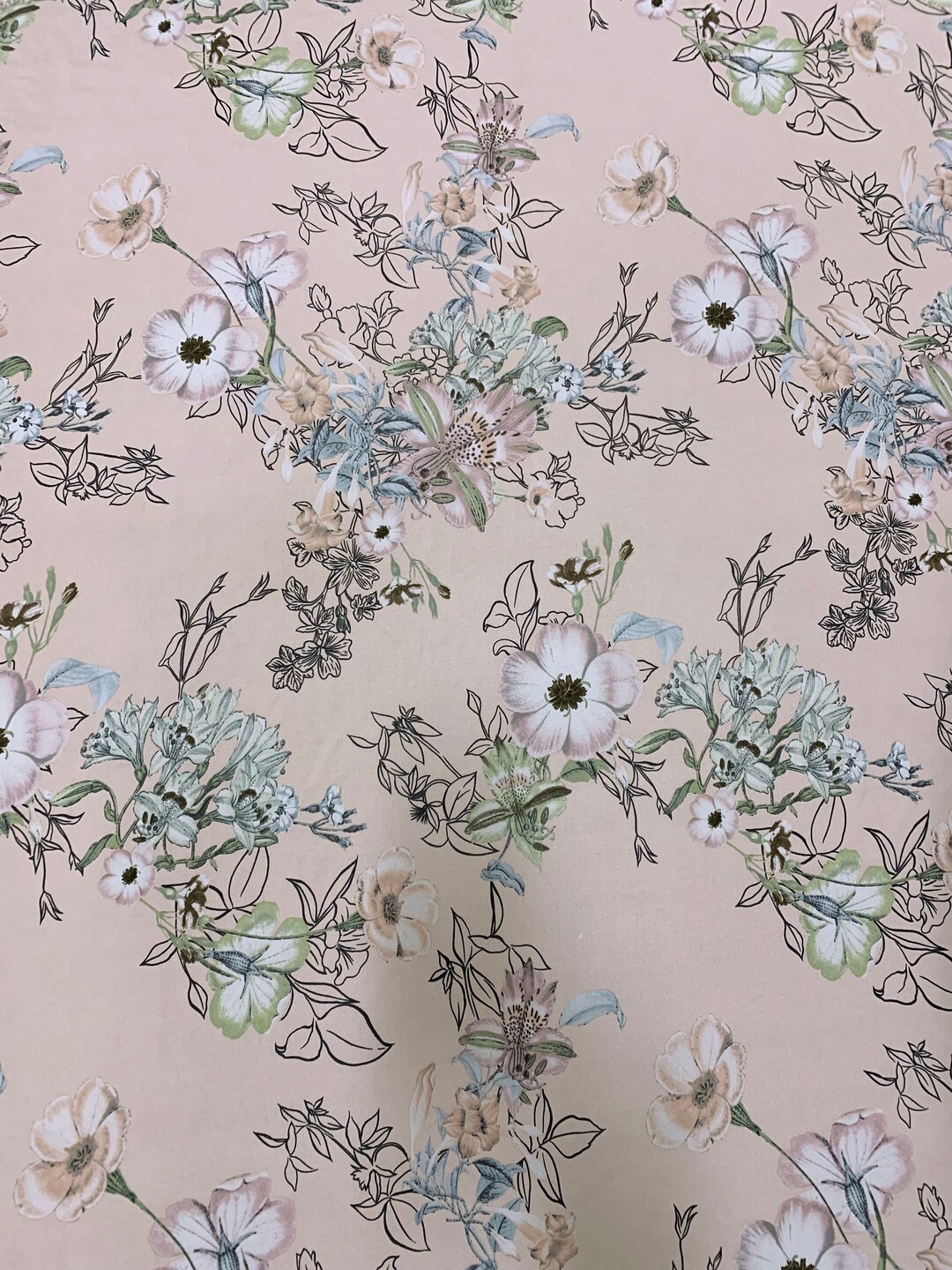 Vintage Floral Design Polyester Bulgari Spandex Fabric - Etsy