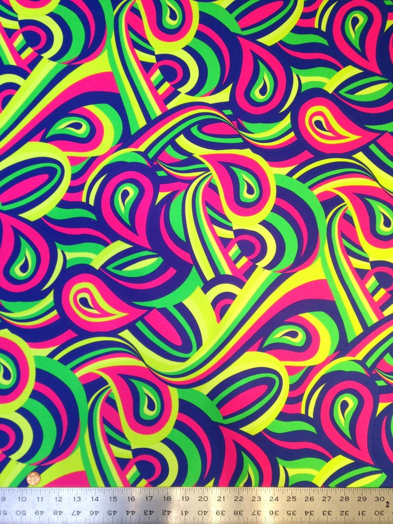 Colorful Neon Psychedelic Retro Pattern on Heavy Stretch Nylon - Etsy