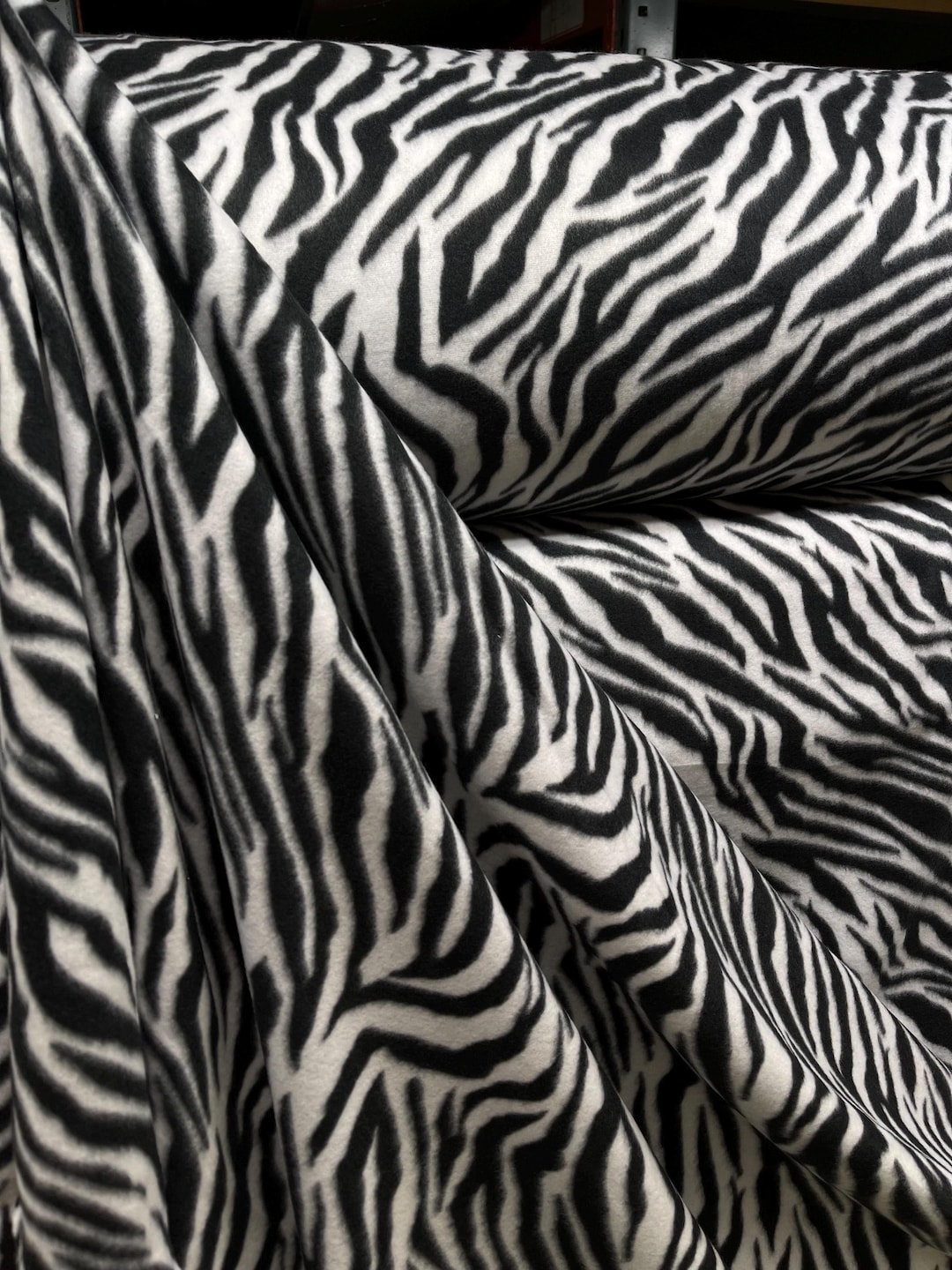 Exotic Black and White Zebra Stripes Print on Cozy Fleece | Fabric for ...