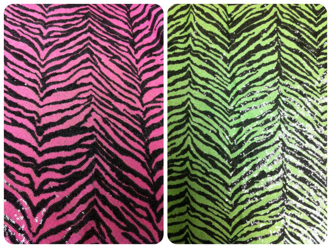 2.5mm Mini Micro Sequins Neon Zebra Pattern on Non-stretch Nylon Mesh ...