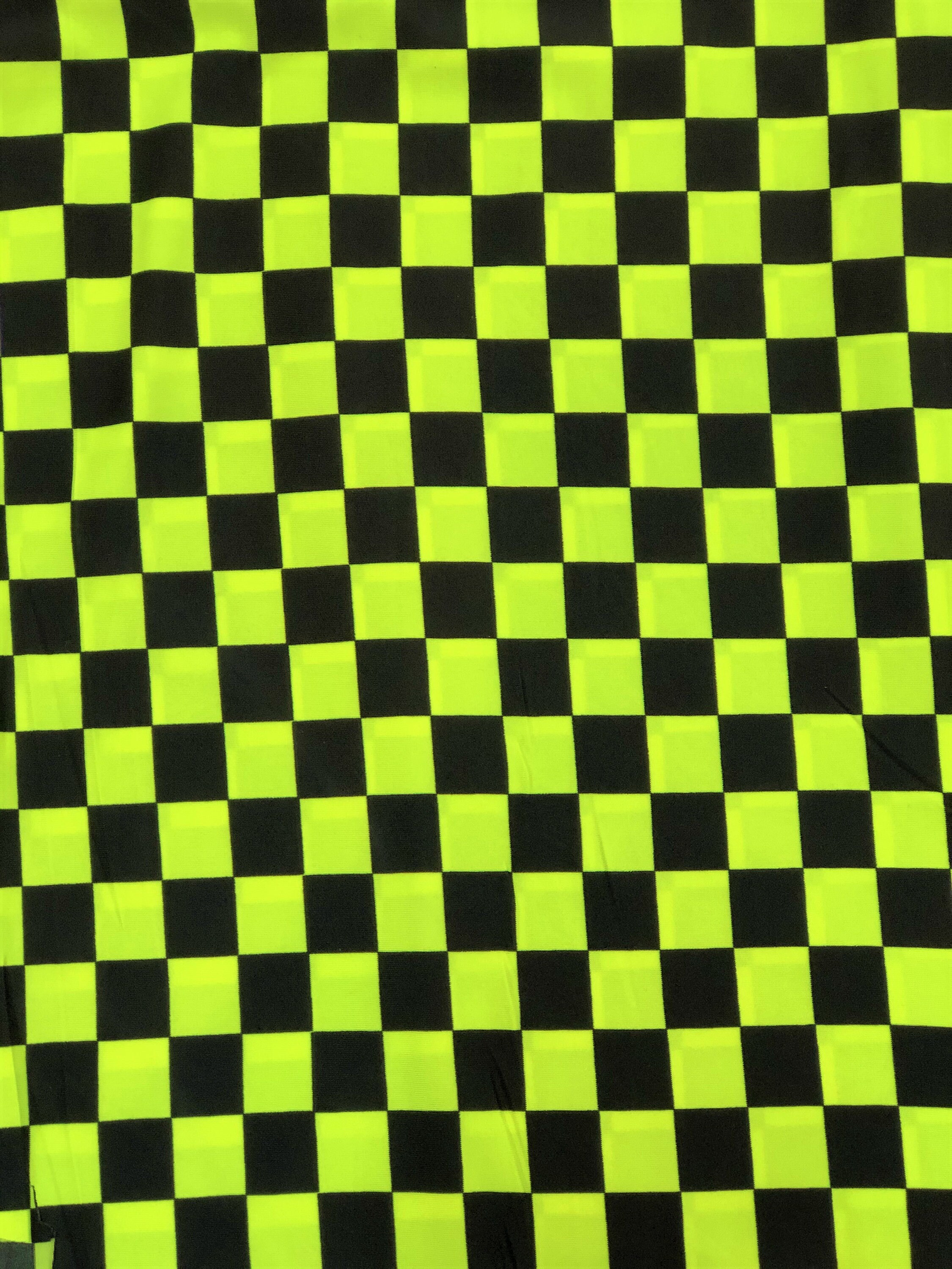 Bright Neon Checker Squares Pattern on Stretch Polyester | Etsy