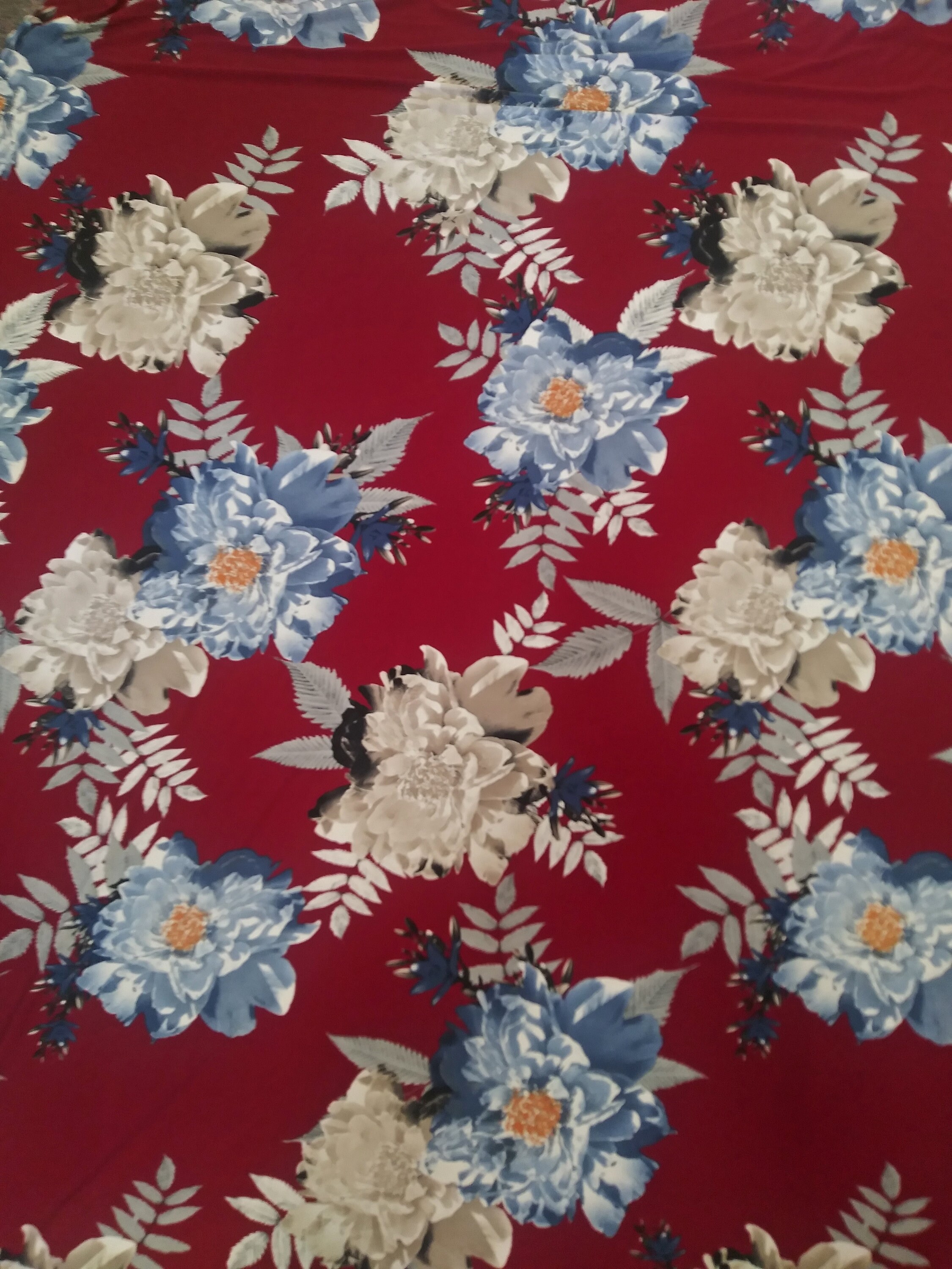 Polyester Spandex Big Flower Design Fabric by the Yard - Etsy