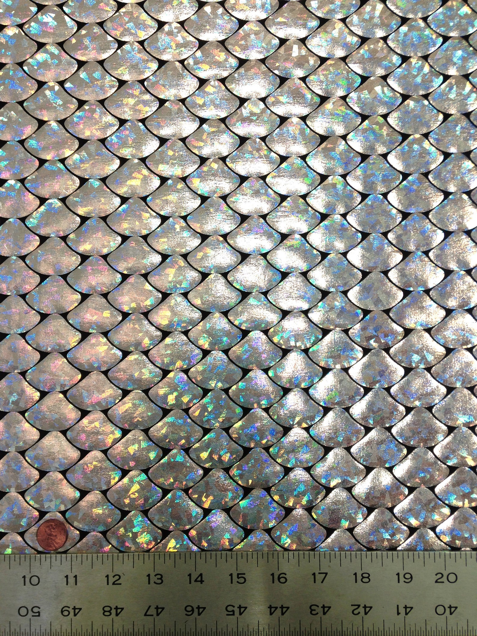 Shiny Holographic Foil Mermaid Scales Pattern on Black Stretch - Etsy