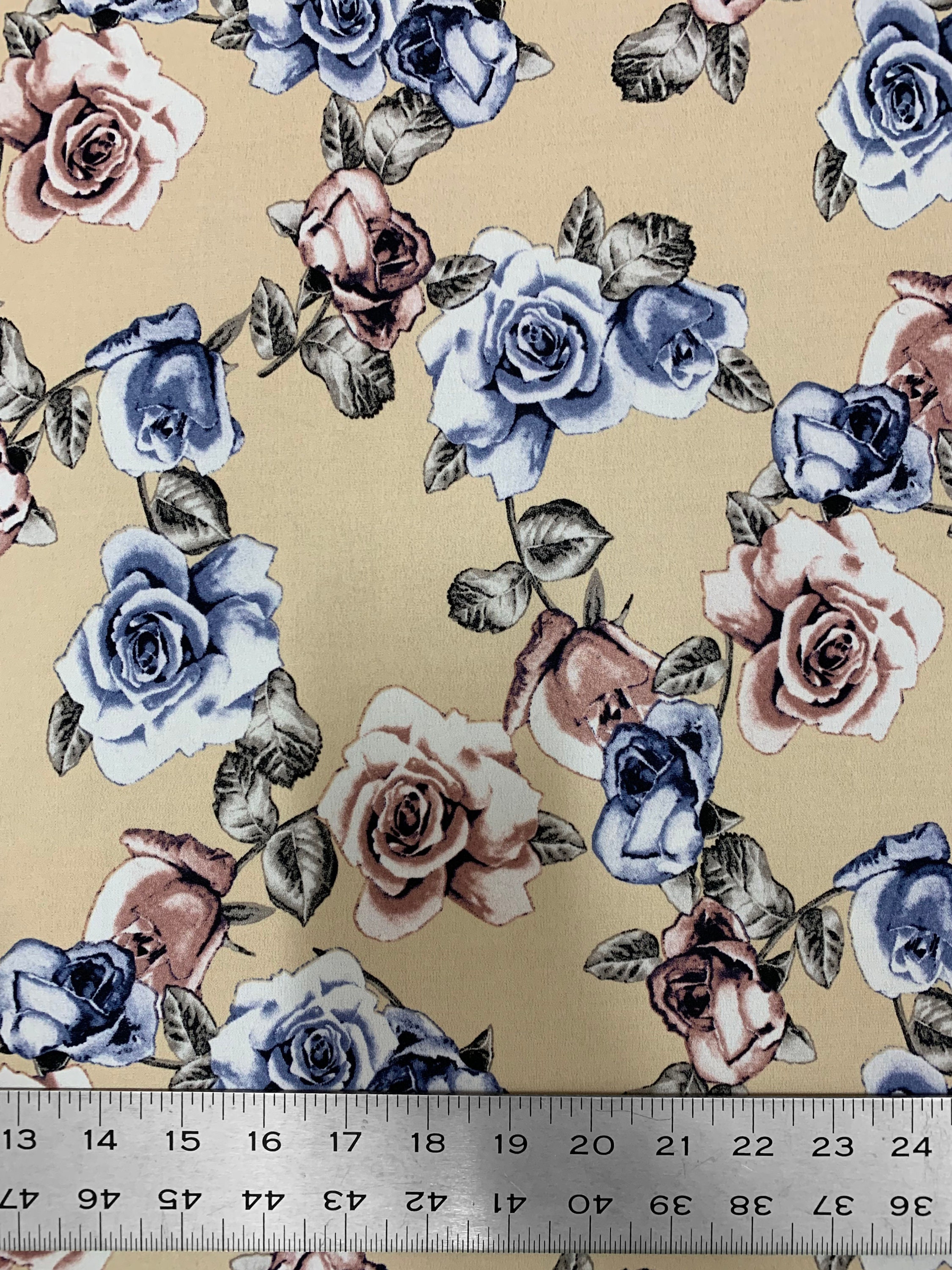 Antique Floral Design Polyester Bulgari Spandex Fabric by the - Etsy