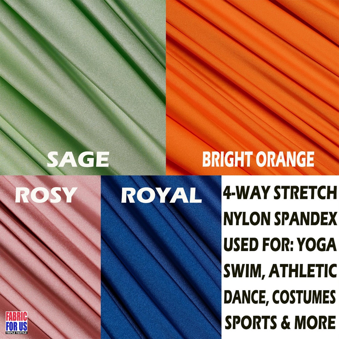 4 COLORS Heavy Nylon Spandex Tricot 80/20 Swim, Yoga, Active 4-WAY ...